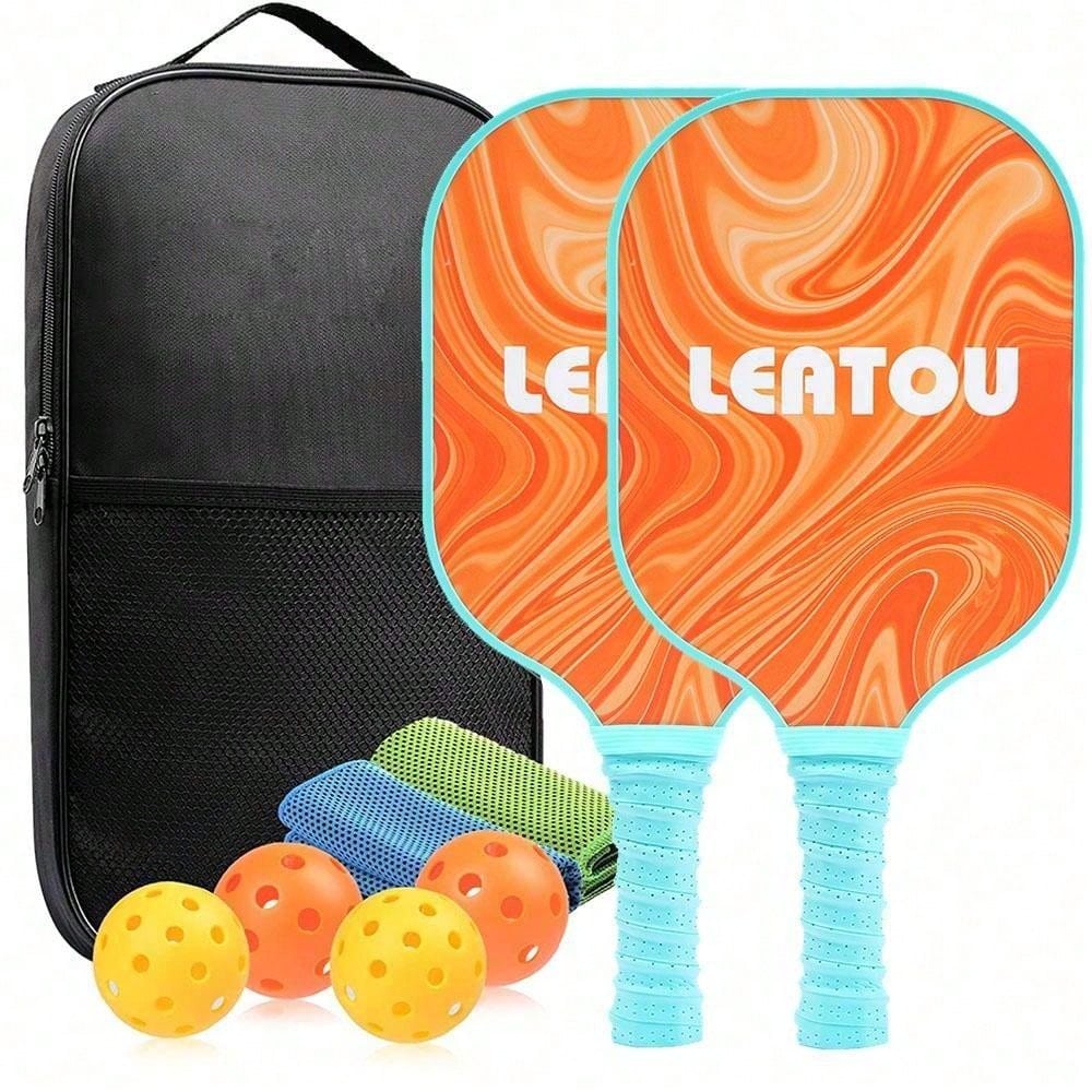 2 Paddle 4 Balls 1 Bag Set Professional Glass Fiber Pickleball Racket ...
