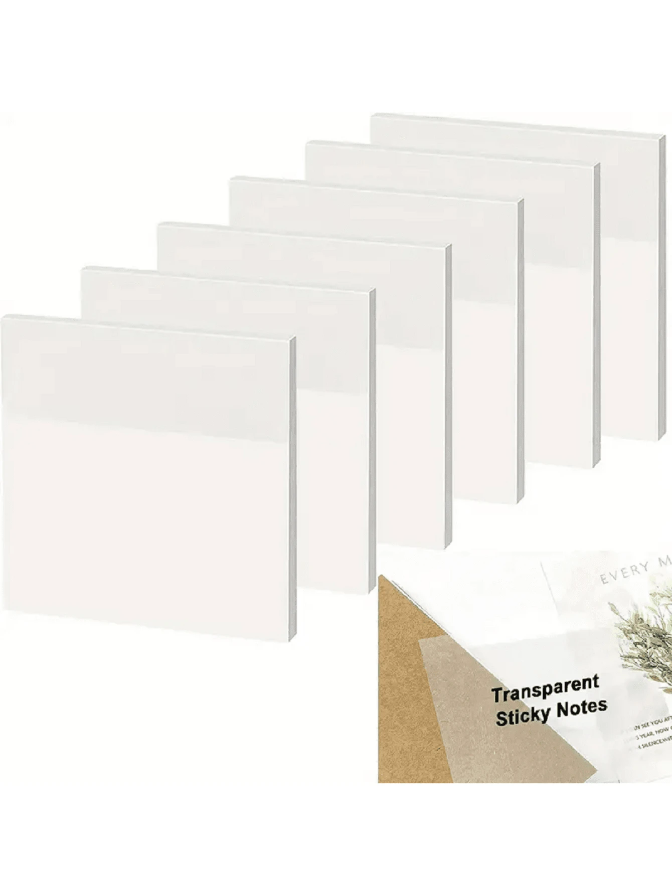 100PC, Transparent Sticky Notes - 3x3 Inch Clear Sticky Notes ...
