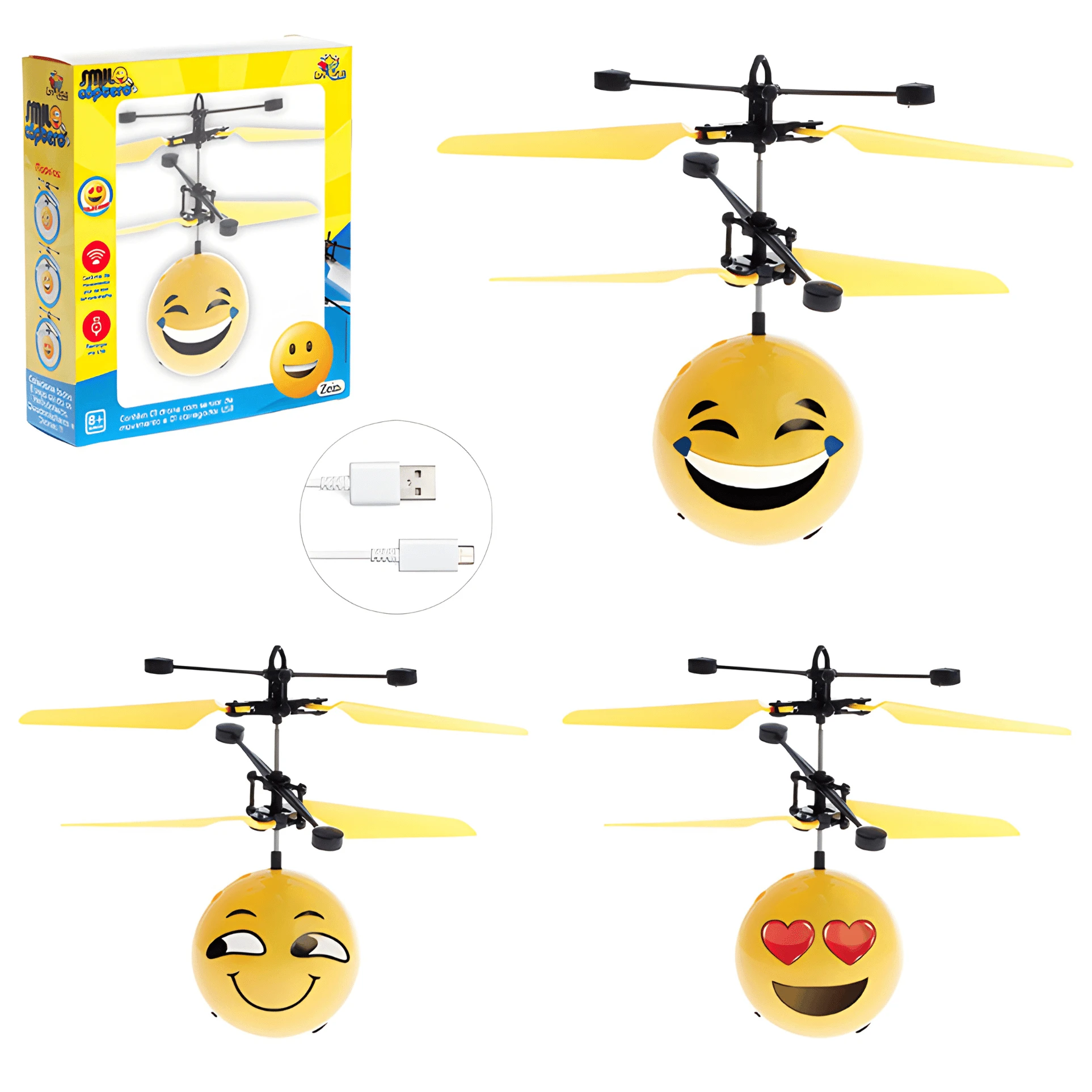 Helicopter With Rechargeable Sensor Flying Toy Drone Smile Mini Sensor ...