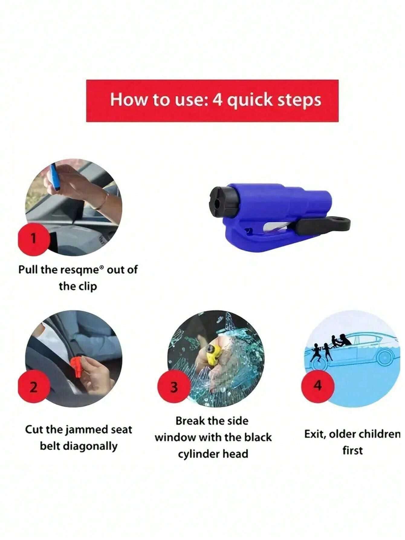 1pc 2 In 1 Safety Belt Cutter Emergency Key Chain Car Escape Tool Metal Safety Hammer Mini Fire ...