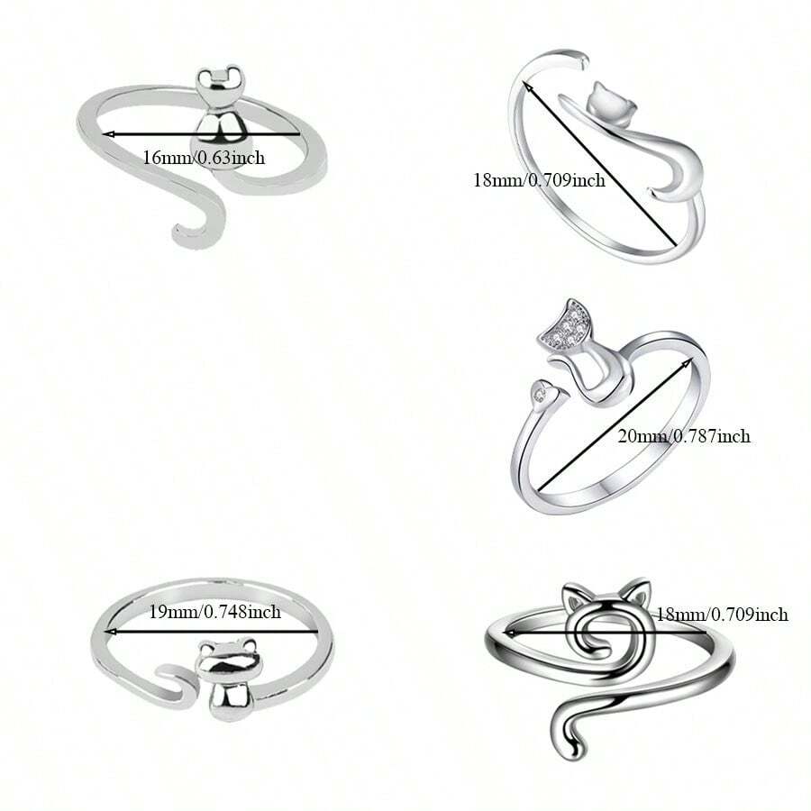 Set Of 10 Geometric Cat Knitting Finger Rings, With Adjustable Crochet ...