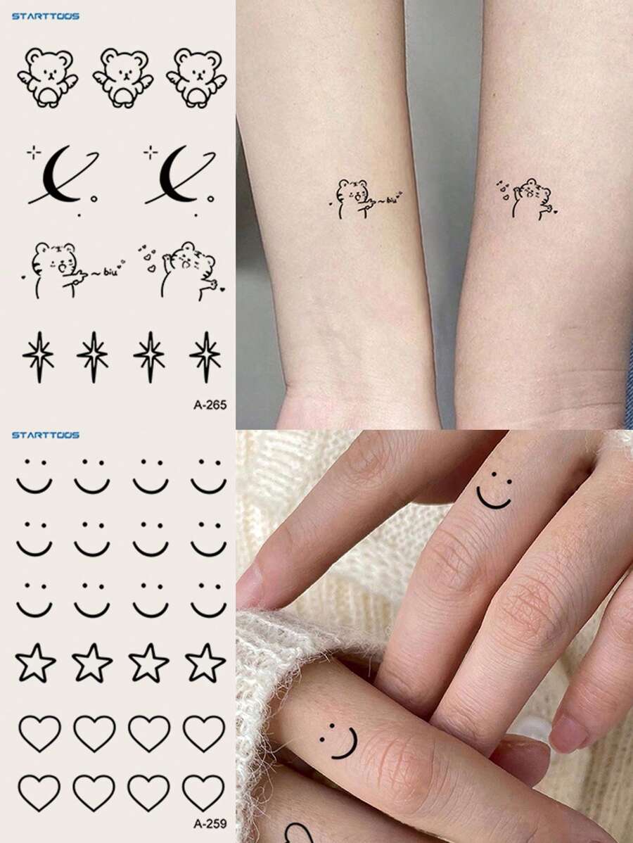 2 st. Svart Tillfällig tatuering klistermärke Uppsättningar För Finger ...