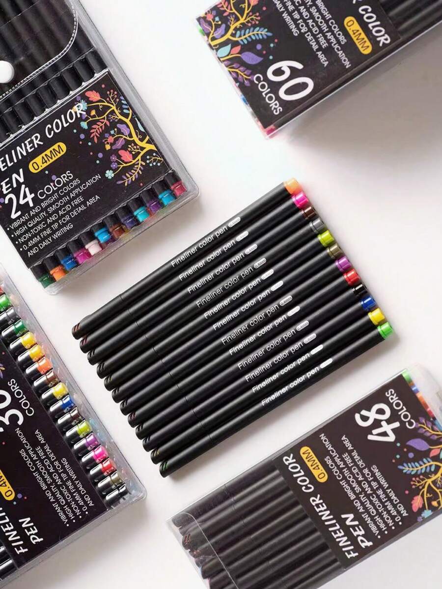 48 Colors Fine Point Marker Pens, 0.4mm Colored Sketch Drawing Pens ...