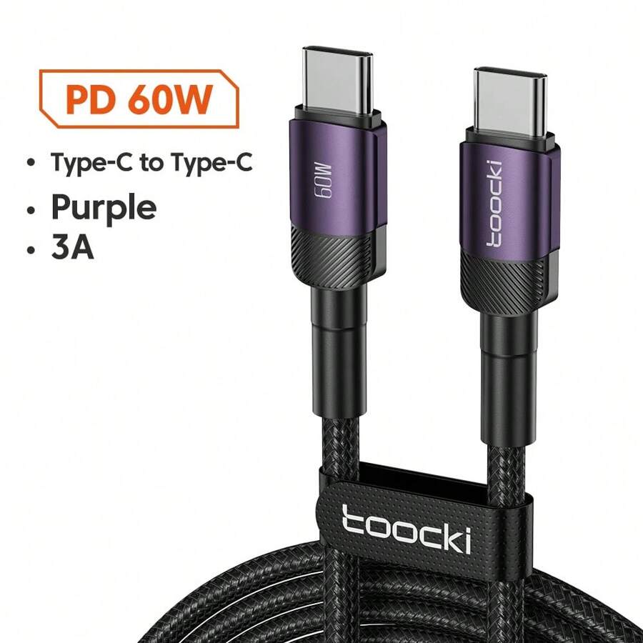 Toocki 60W USB Type C To USB C Cable PD Fast Charging Charger Type-C ...