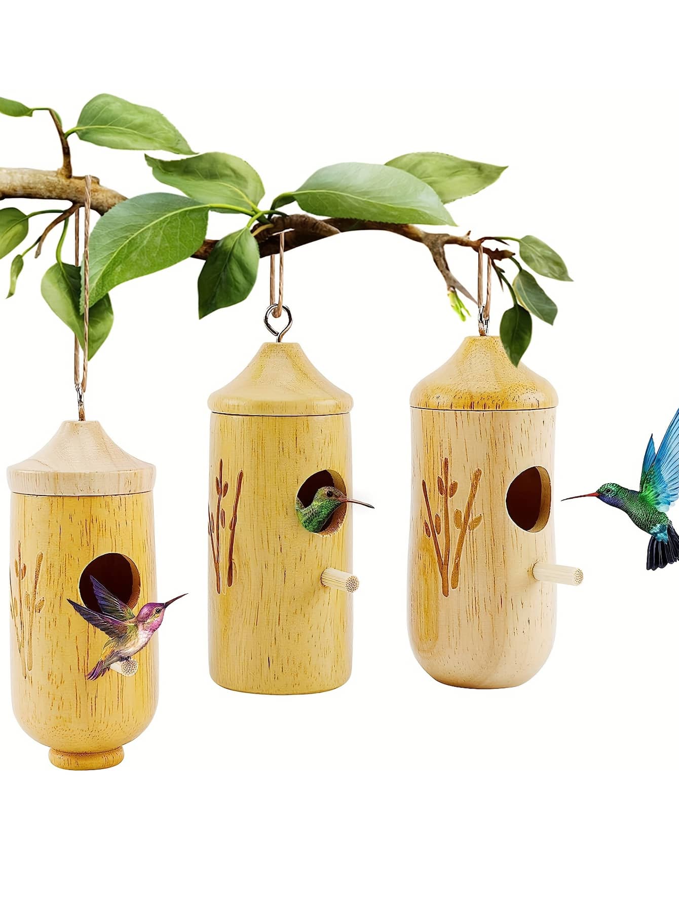 Outdoor Hummingbird House - Handcrafted Wooden Nest For Attracting ...