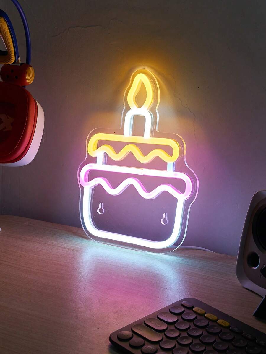 1pc Cake LED Neon Sign Neon Signs For Wall And Table Decor Light Up ...