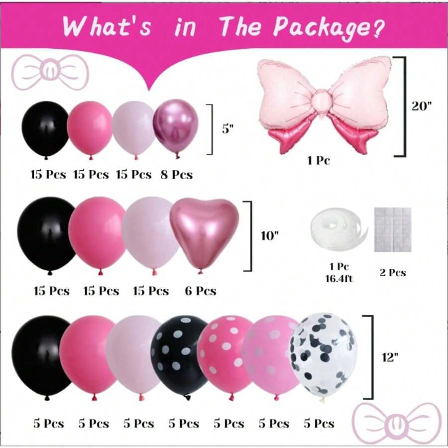 Balloon Set Pink Bow Balloon Birthday Party Scene Decoration | SHEIN ...