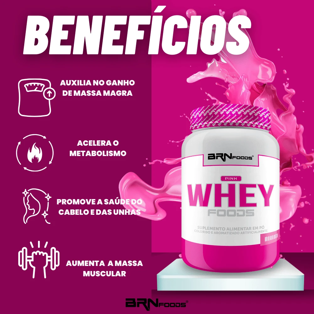 Pink Whey Protein Foods 900g – BRN FOODS | SHEIN Brasil