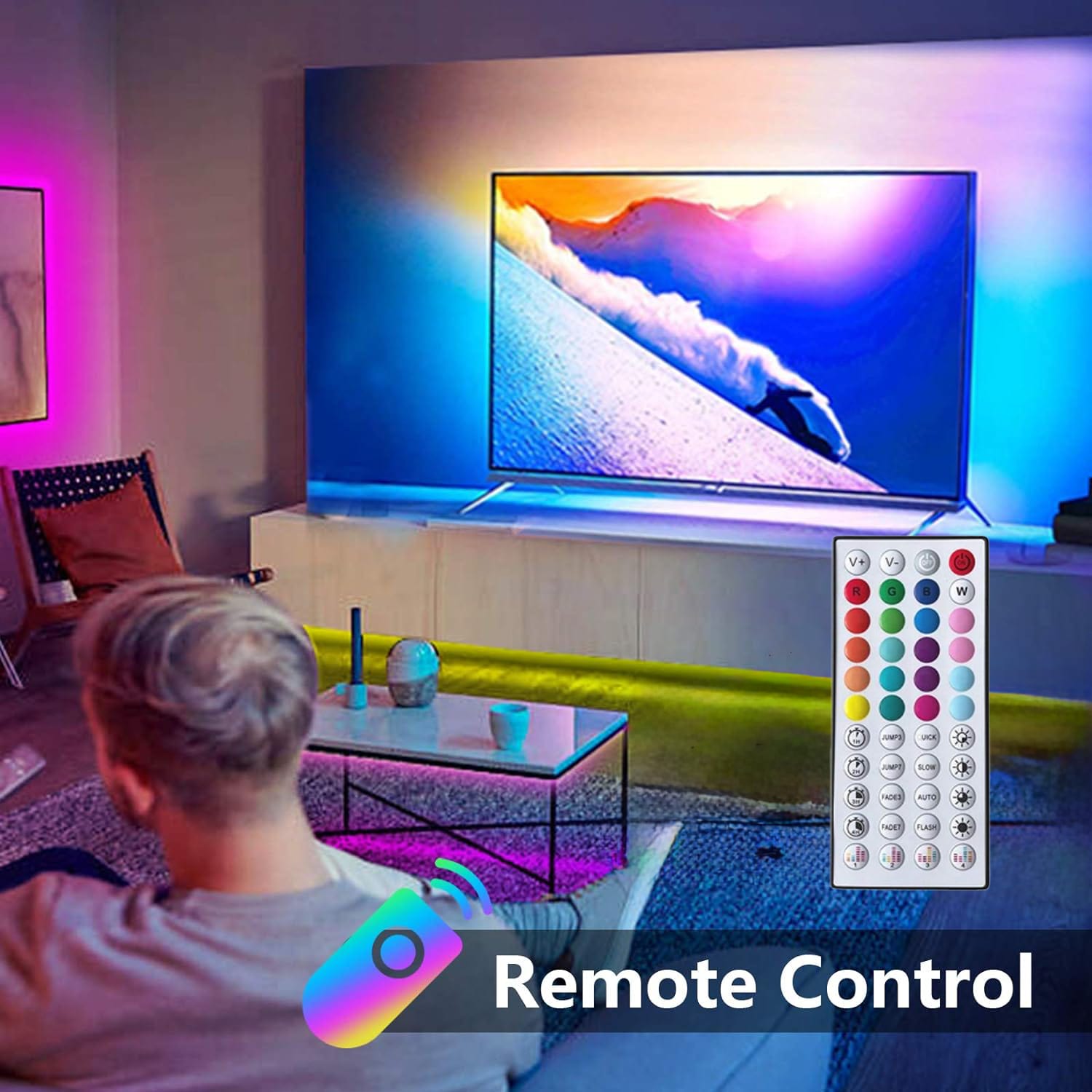 16ft-100ft Led Strip Lights,Change Color In Sync With Music,With 44key ...