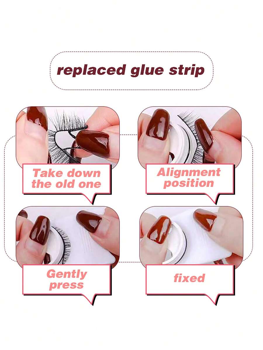1 Pair Self Adhesive Eyelashes Glue Free Reusable Hypoallergenic 3D ...