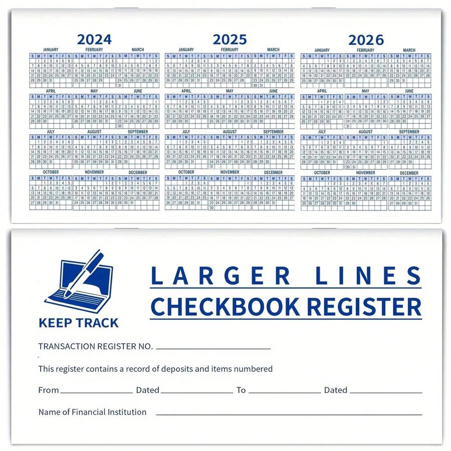 Check Registers 24/25/26 Calendars For Personal Checkbook - Checkbook ...
