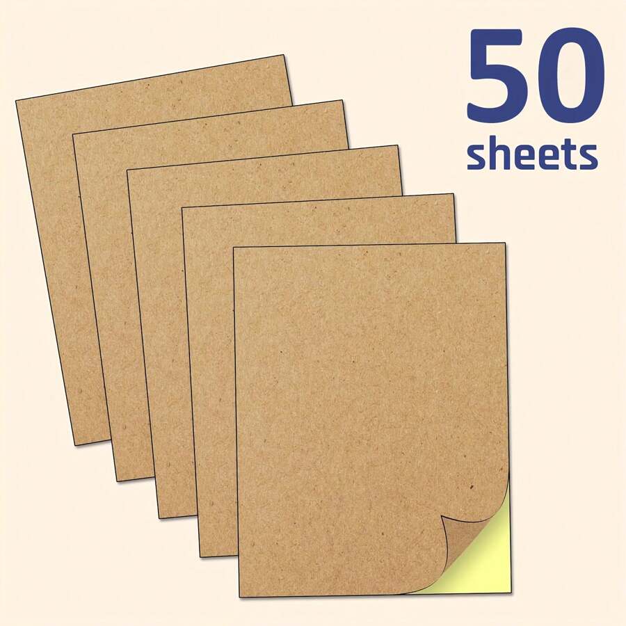 50sheets/Pack A4 Brown Kraft Paper Self-Adhesive Sticker Labels ...