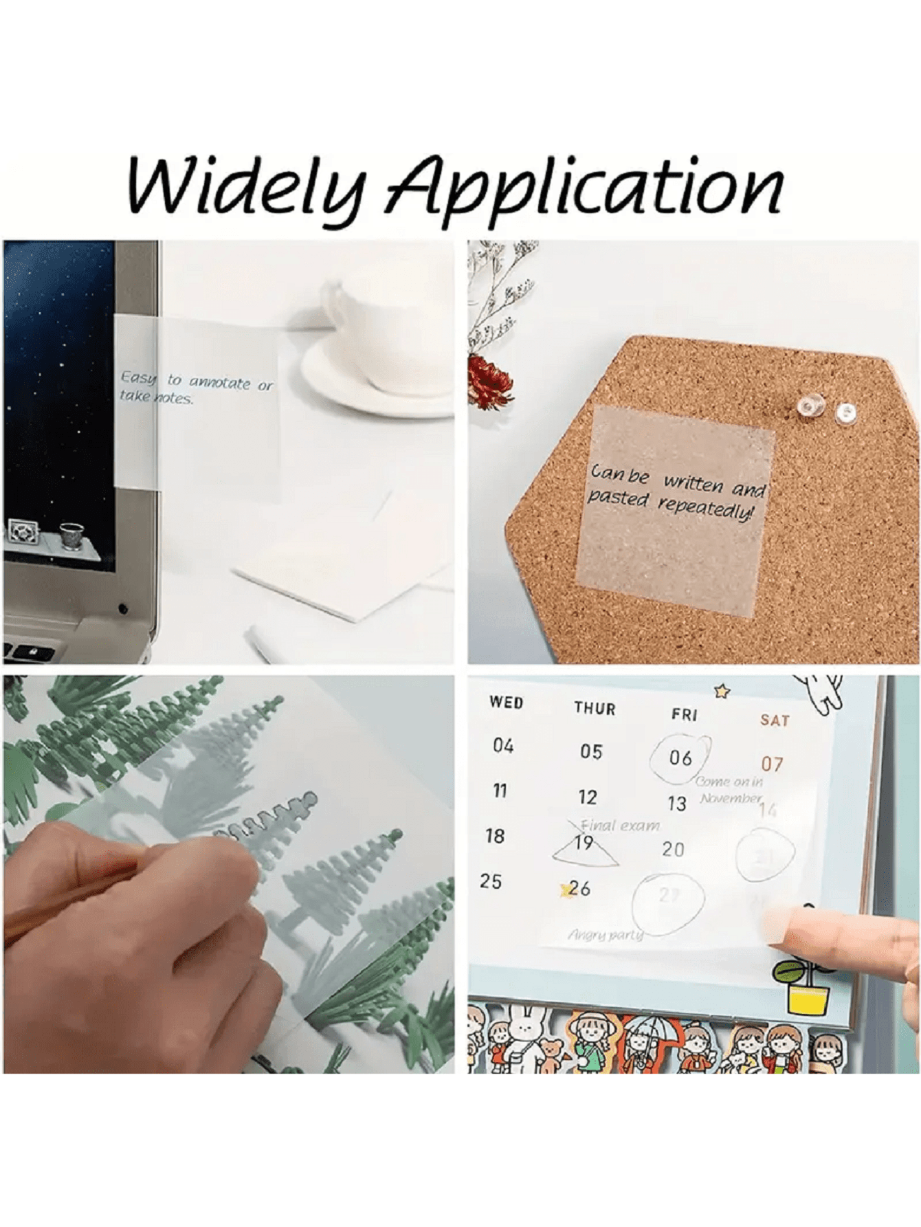 100PC, Transparent Sticky Notes - 3x3 Inch Clear Sticky Notes ...