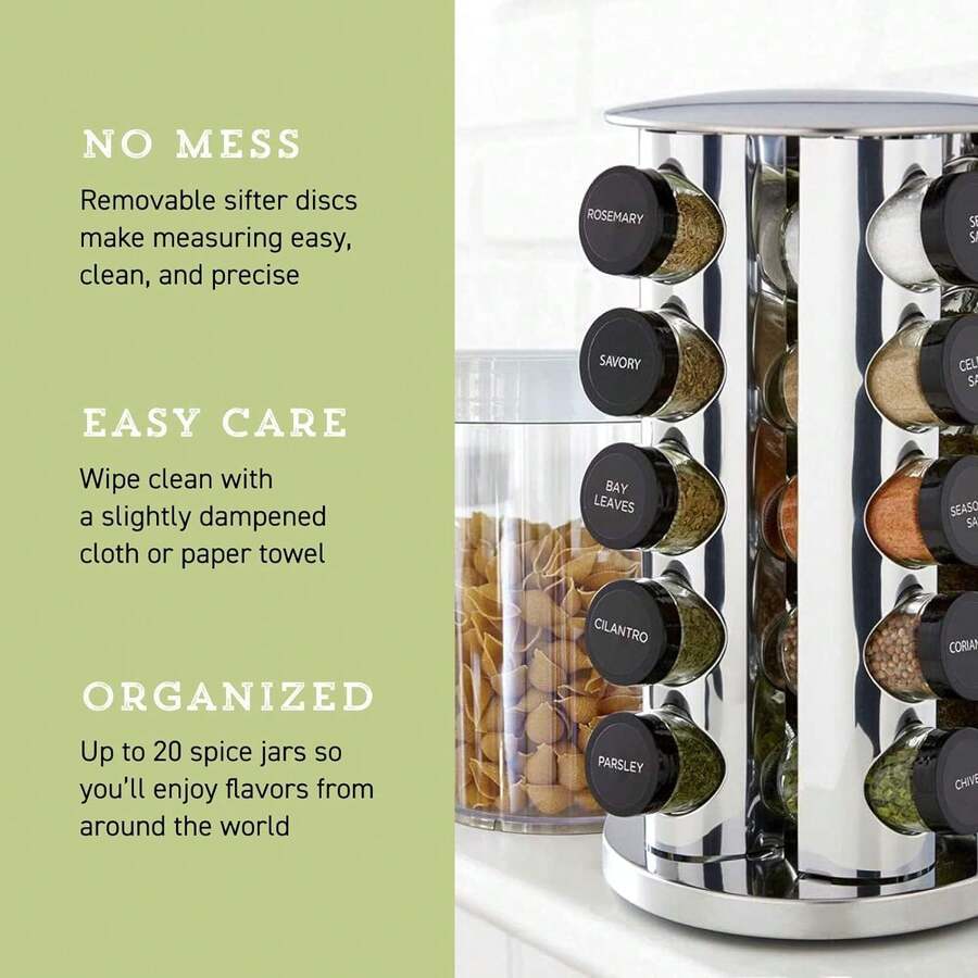 20 Jar Revolving Countertop Spice Rack With Spices Included, FREE Spice ...