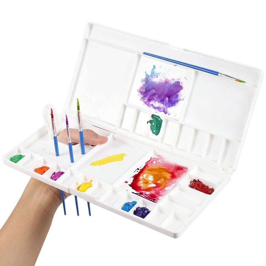 Watercolor Palette, Large Watercolor Palette With 24 Wells And 5 Mixing ...
