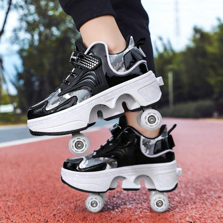 Teenager's Outdoor Sport High-Top Automatic Transform Invisible Wheels ...