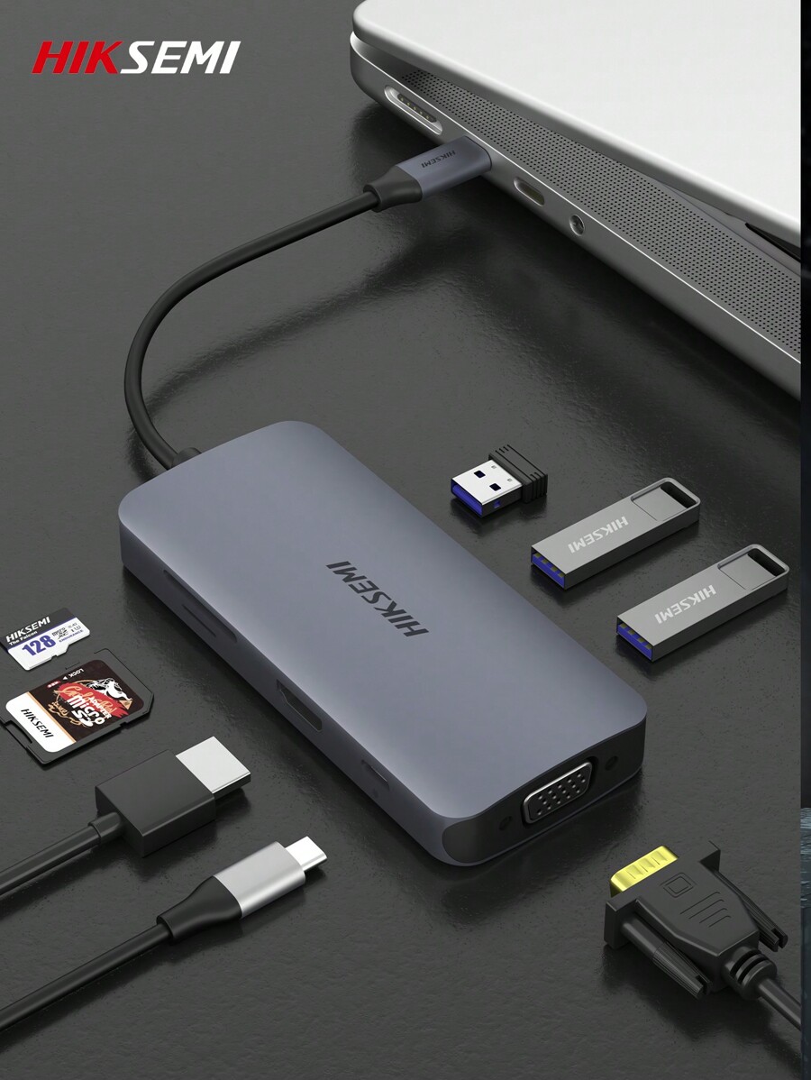 HIKSEMI- 1 Pack USB C 3.0 External Hub 8 In 1 Ports With HDMI,PD ...