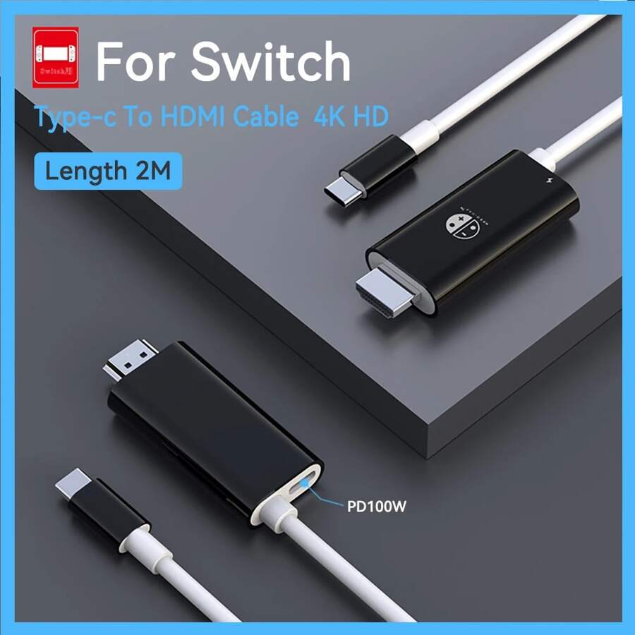 2M 4K Portable USB Type C To HDMI Conversion Cable For TV Docking Mode ...