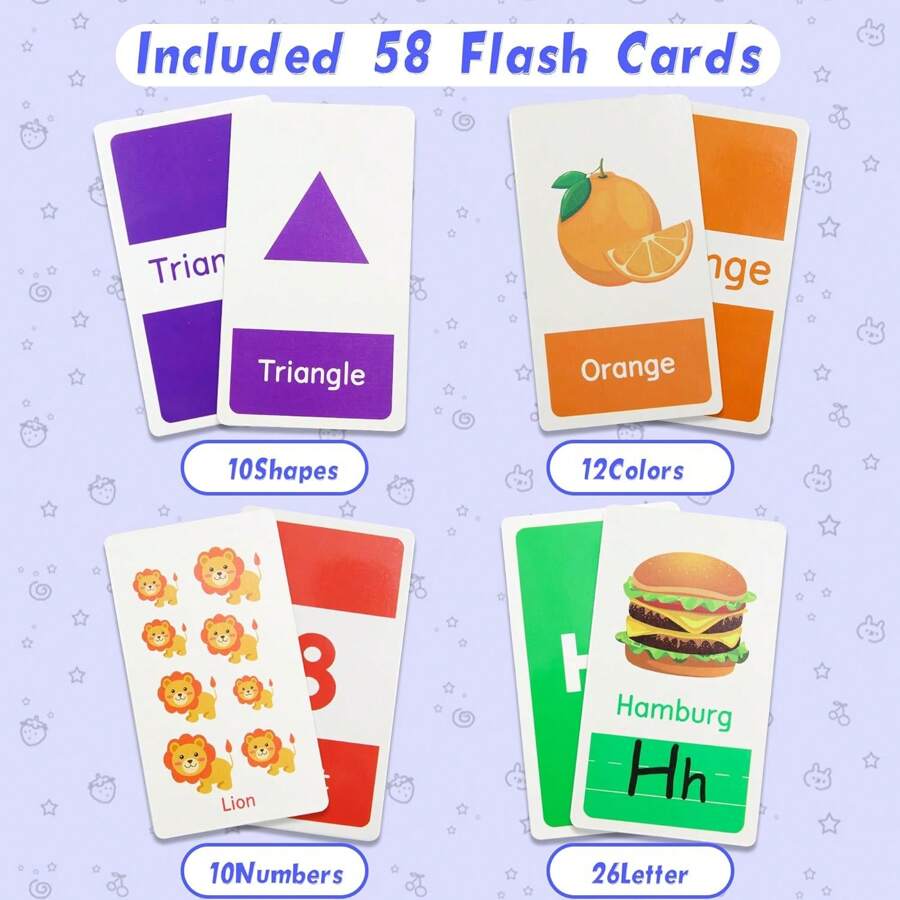 Preschool Flash Cards For Toddlers Ages 3 Years Old, 58 Pcs Alphabet ...