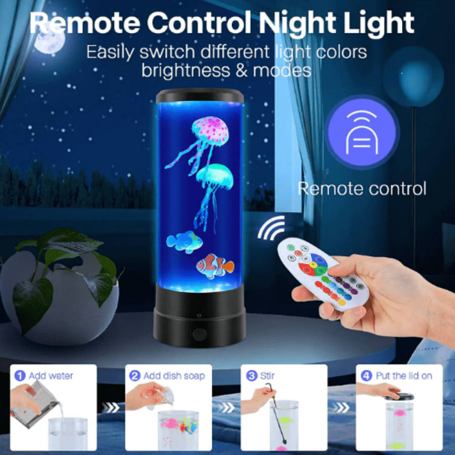 LED Jellyfish Lava Lamp With Water Ripple Projection, Color Changing ...