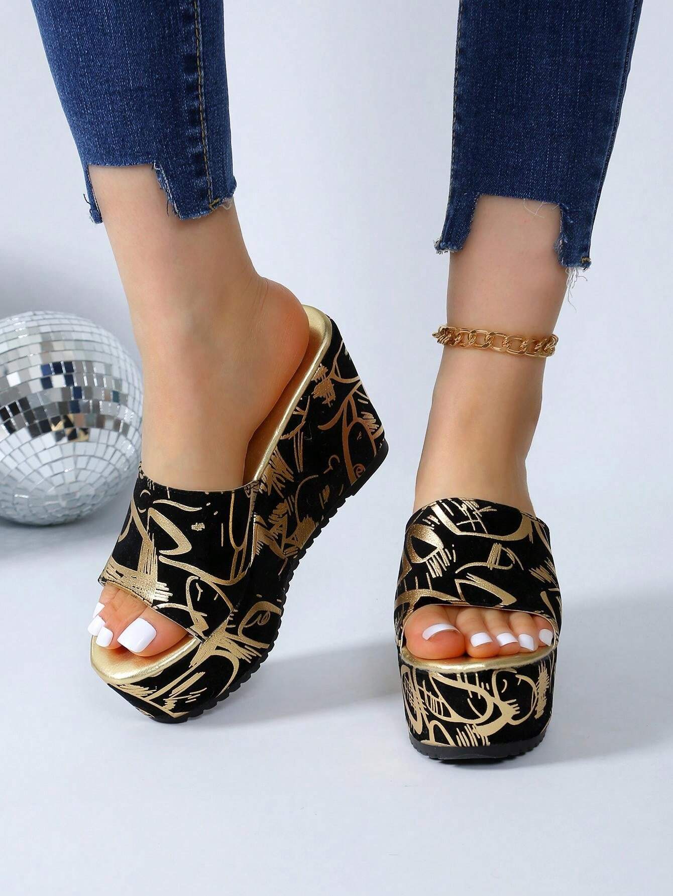 Summer 2024 New Women's Wedge Heel Slipper With Thick Sole, Open Toe ...