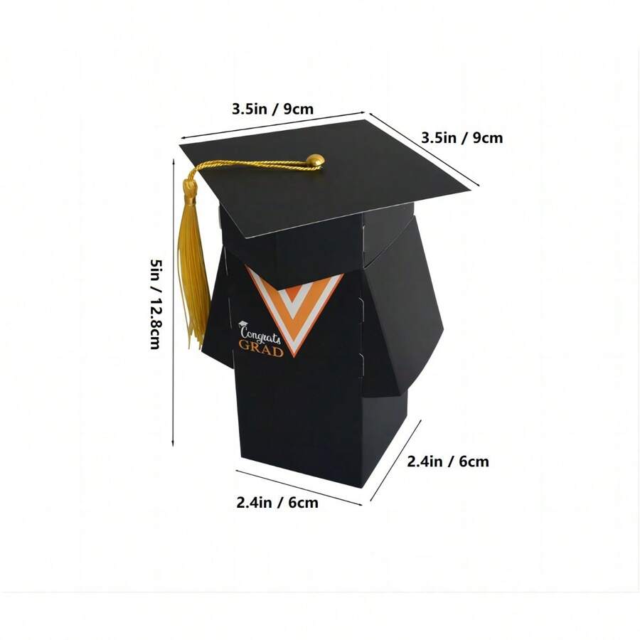 50Pcs Graduation Gown Grad Cap Favor Boxes Candy Boxes Graduation ...
