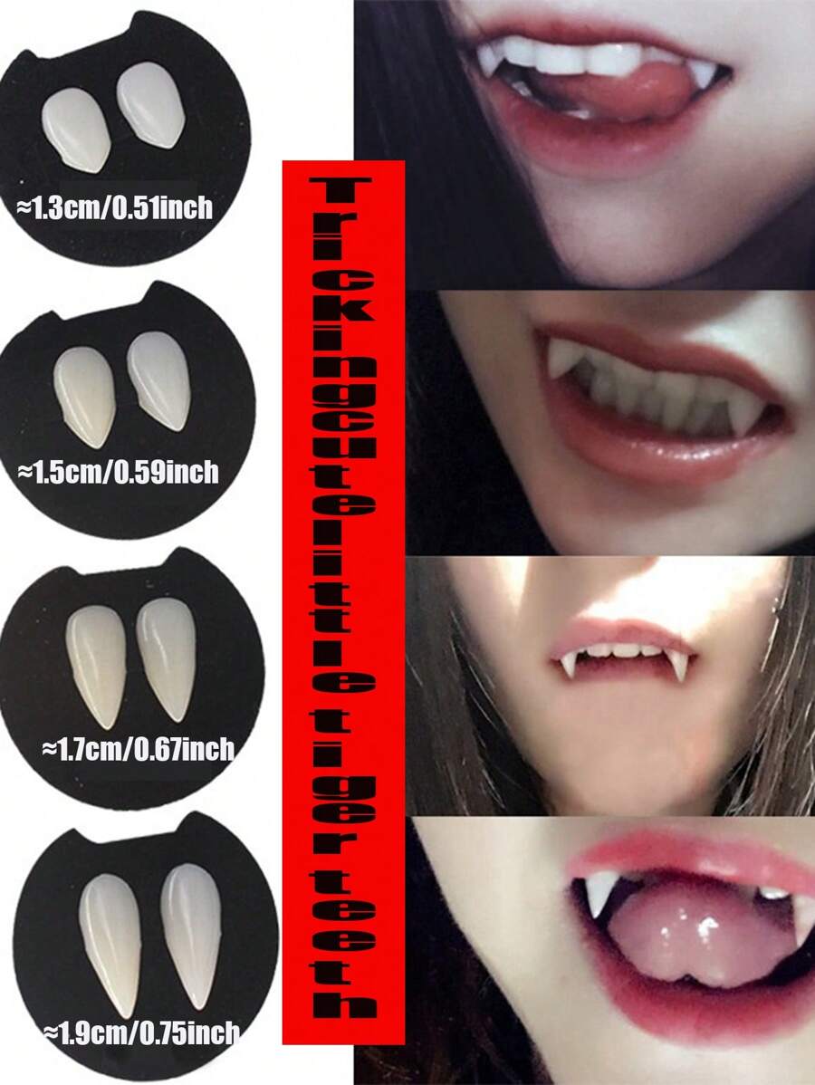 1 Pair Vampire Fangs For Halloween Costume Party, Role Play Prop ...