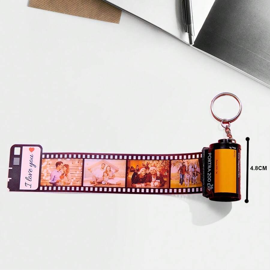 1pc Custom Film Keychain For Couples With Photo And Text Personalized ...