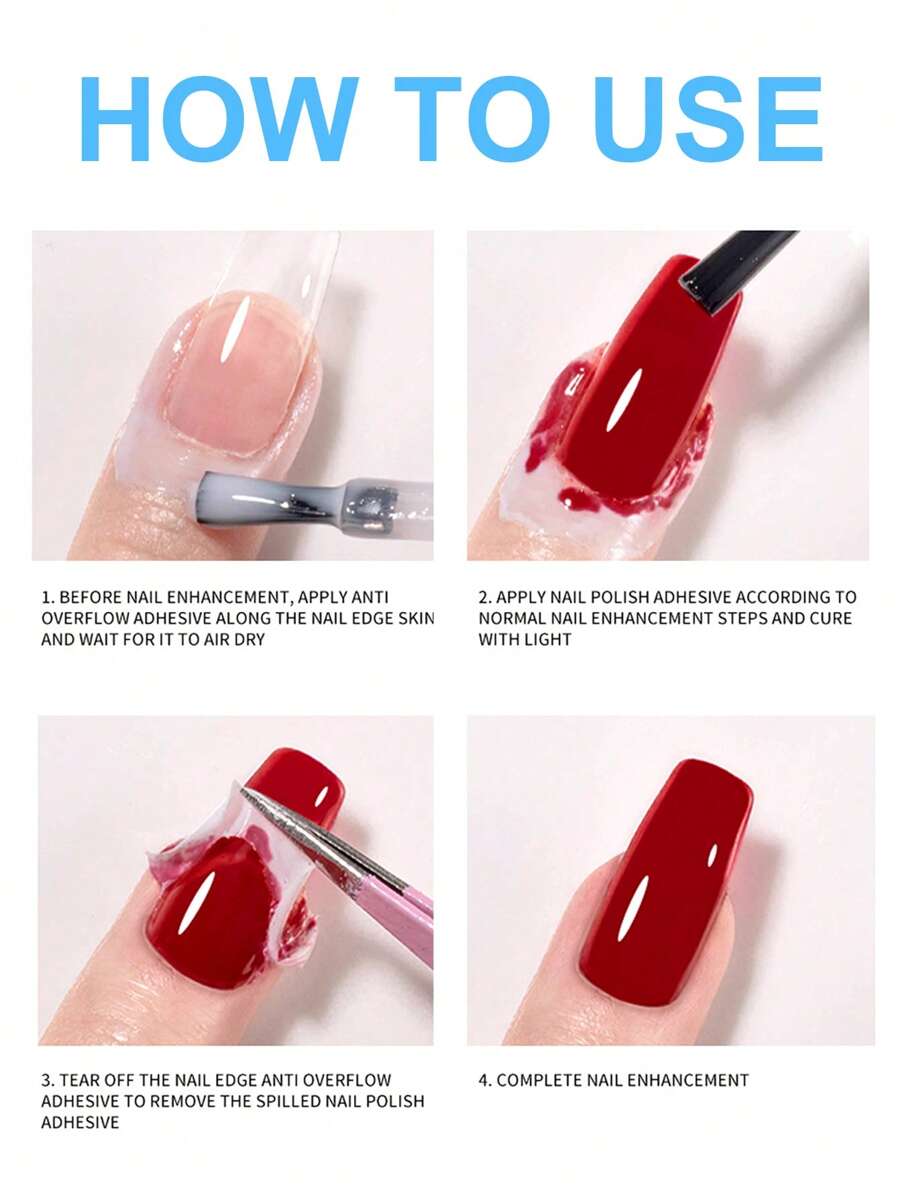 0.51oz Nail Peel Off Liquid Anti-Overflow Glue Edge Latex Tape, Peel ...