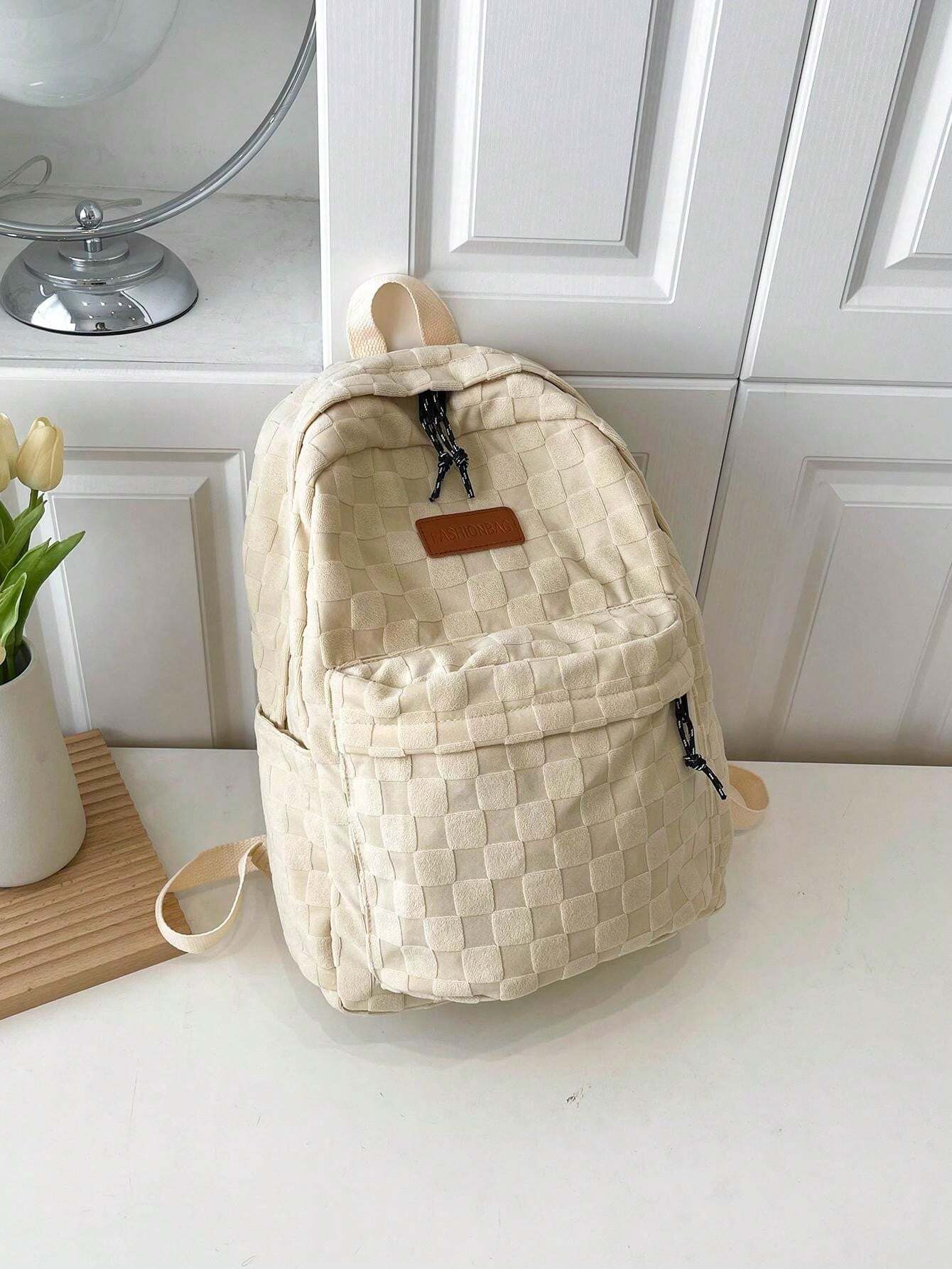 2024 New Checkerboard Backpack For Female High School Students, Junior ...