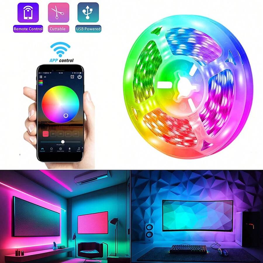 1-20 Meters LED Strip Light 5V RGB Lamp With Smart APP Control Color ...