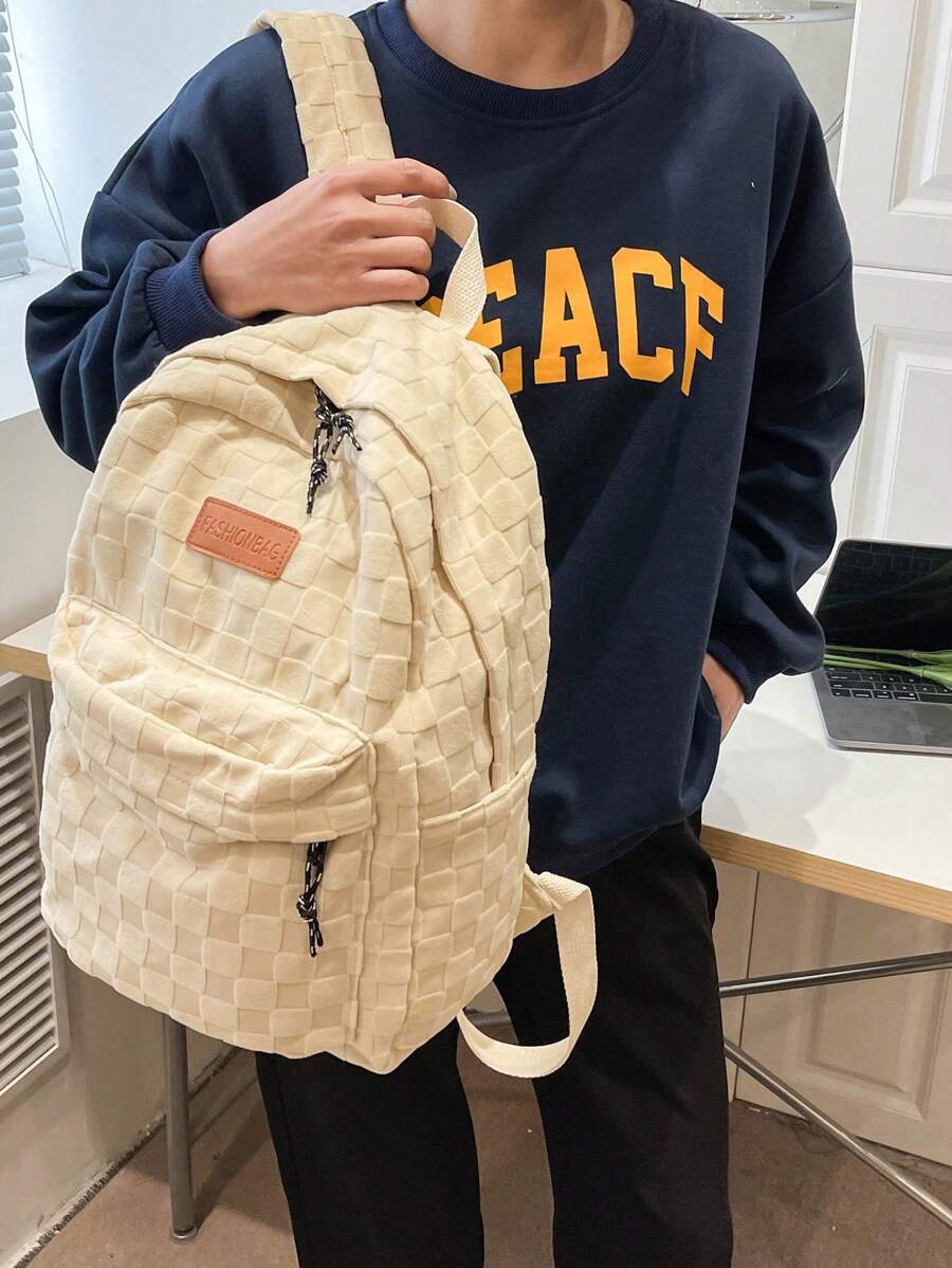 2024 New Checkerboard Backpack For Female High School Students, Junior ...