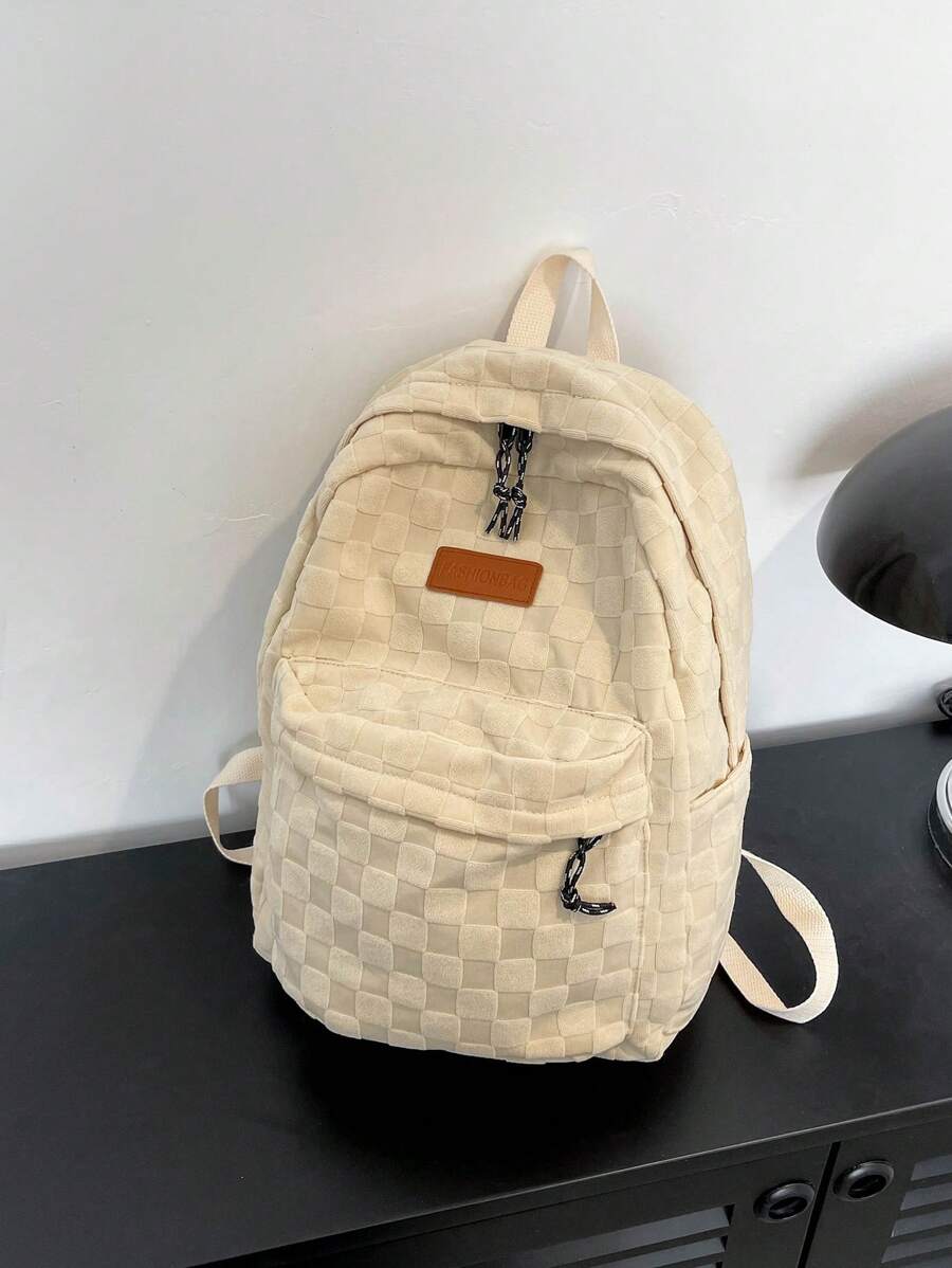 2024 New Checkerboard Backpack For Female High School Students, Junior ...