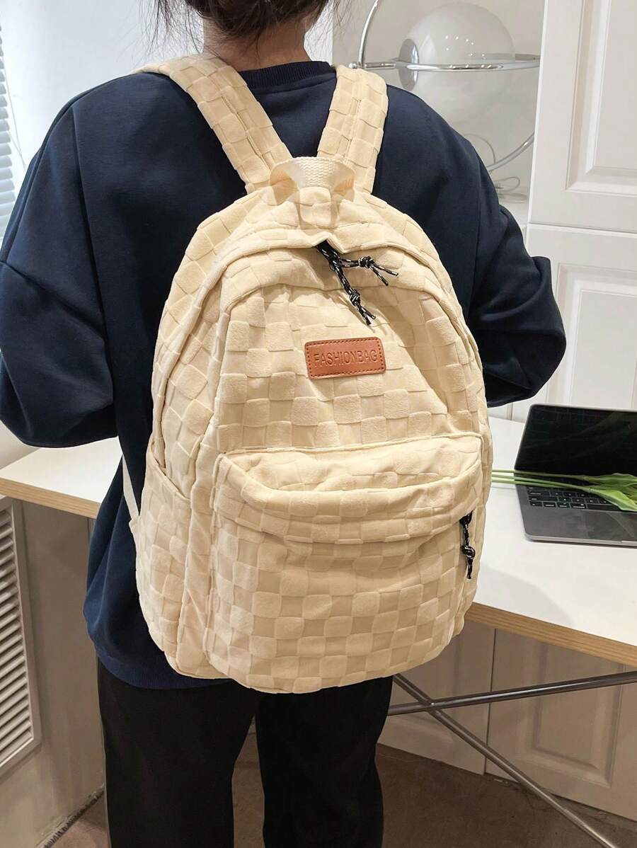 2024 New Checkerboard Backpack For Female High School Students, Junior ...