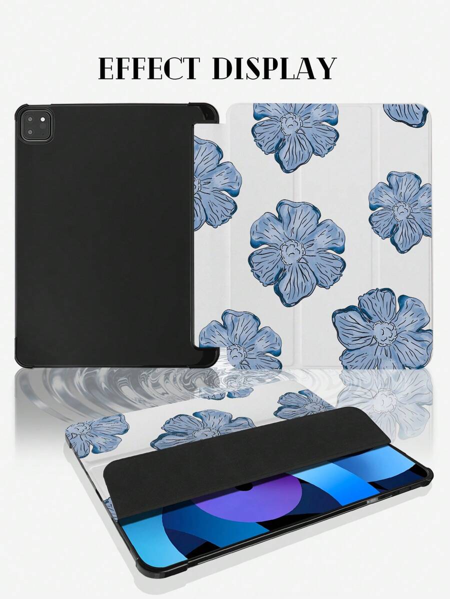 1pc Tpu Leather Plant Line Tablet Case With Built-In Pencil Holder ...