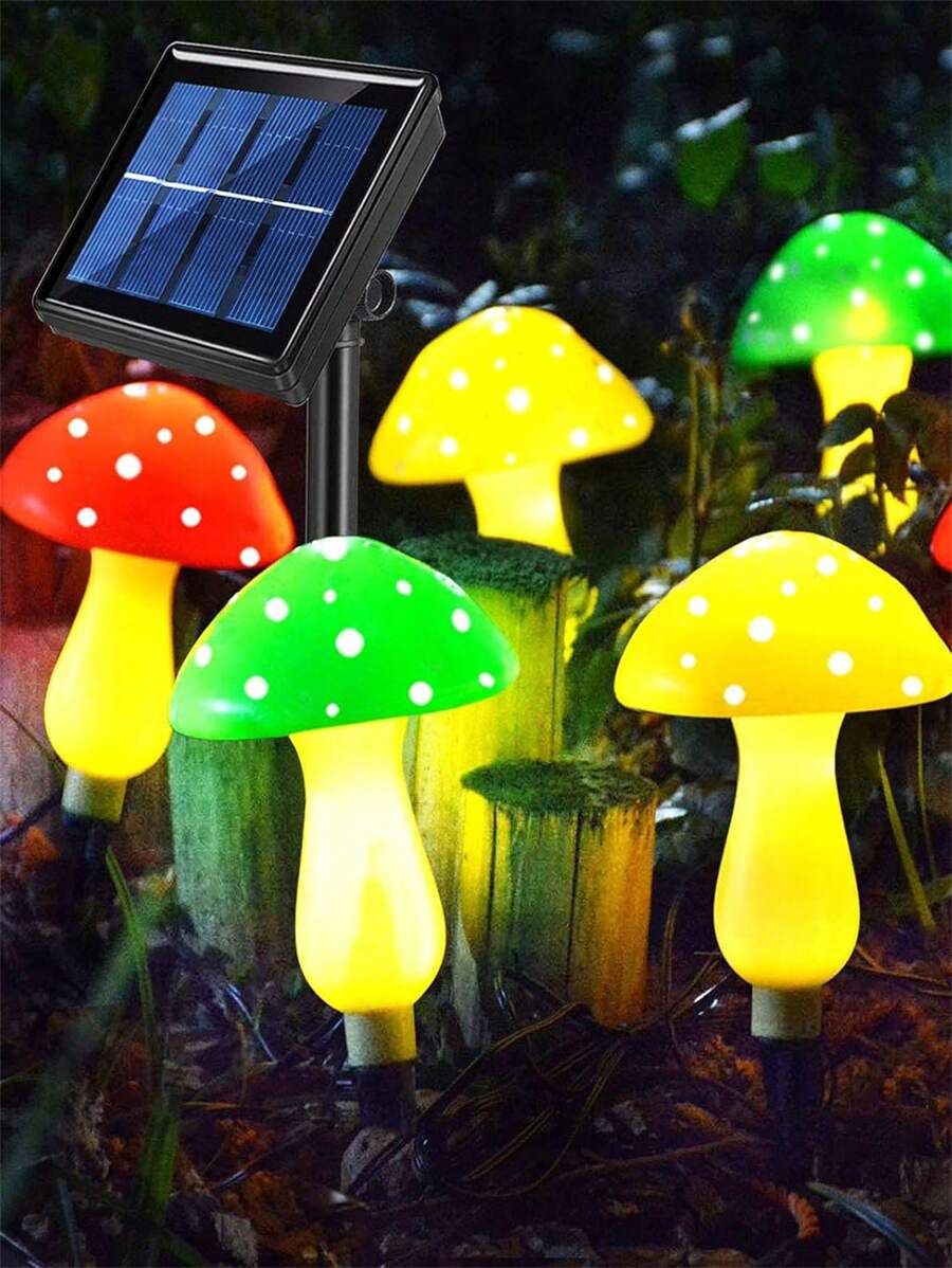 1 pieza Luz de jardín mejorada a energía solar con diseño de setas 1 a ...
