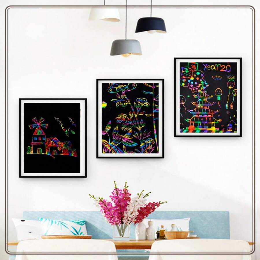 50 Sheets/Set 32k Scratch Art Paper Colorful Scrape Sketching Paper ...