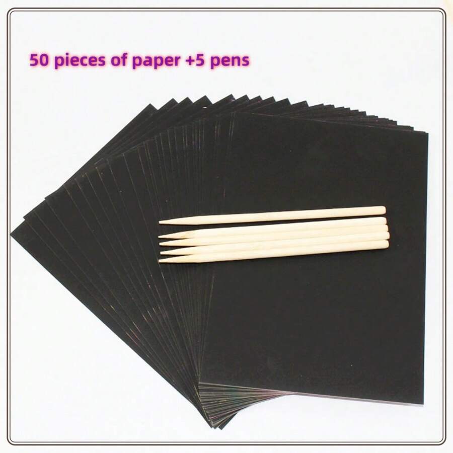 50 Sheets/Set 32k Scratch Art Paper Colorful Scrape Sketching Paper ...