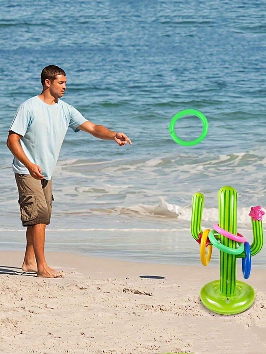 1 Set Random Style Inflatable Cactus Ring Toss Game For Swimming Pool ...