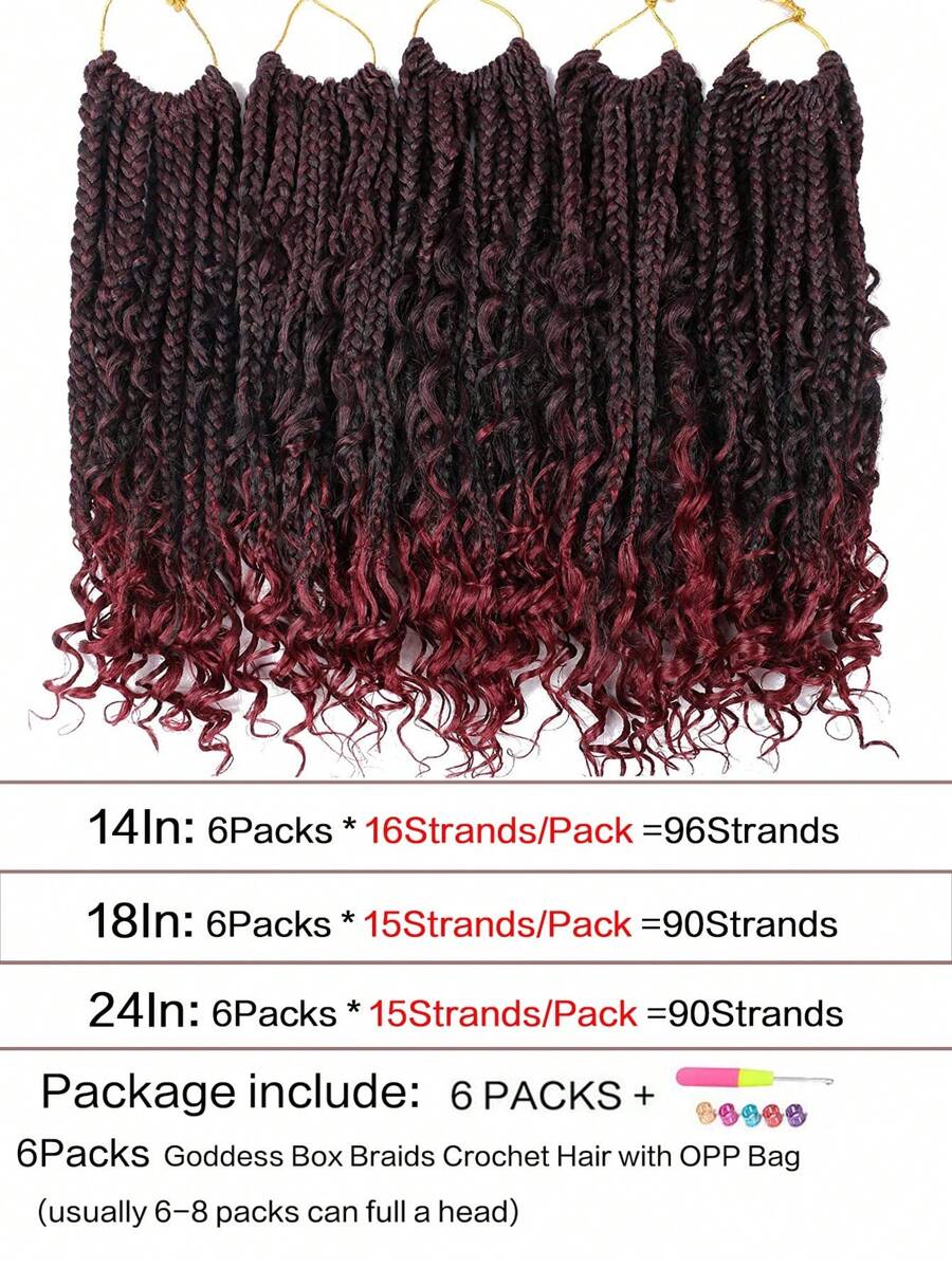 6Packs Boho Box Braids Crochet Hair, Bohemian Crochet Box Braids With ...