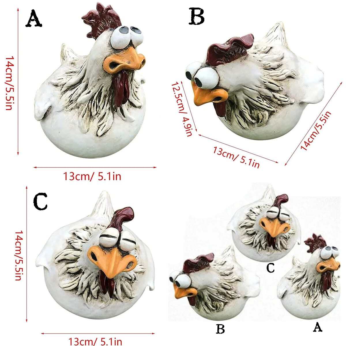 Funny Chicken Fence Decor Resin Statues Chicken Hen Sculpture Art Craft ...
