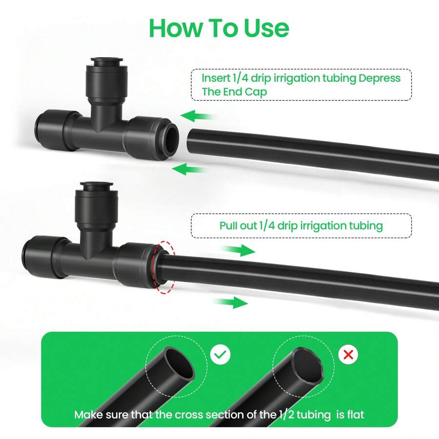 12 Packs Quick-Connect 1/4" Drip Irrigation Tee Connectors Leak Free ...