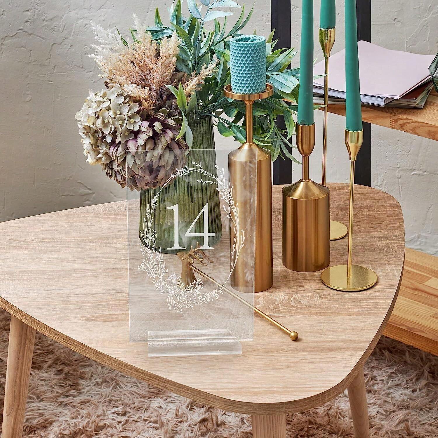 Acrylic Wedding Table Numbers 1-20 With Stands, 4x6 Inch Clear Signage ...