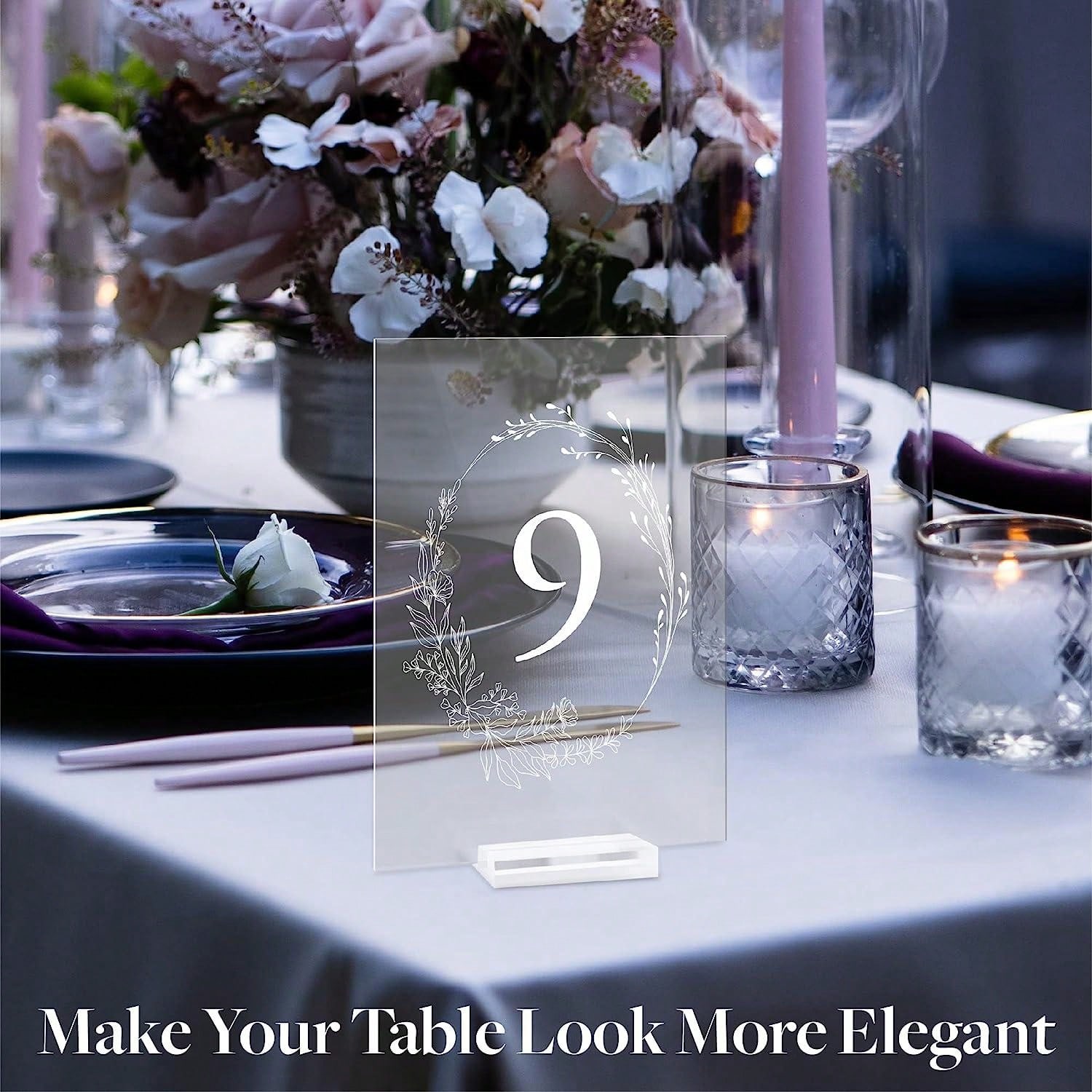 Acrylic Wedding Table Numbers 1-20 With Stands, 4x6 Inch Clear Signage ...
