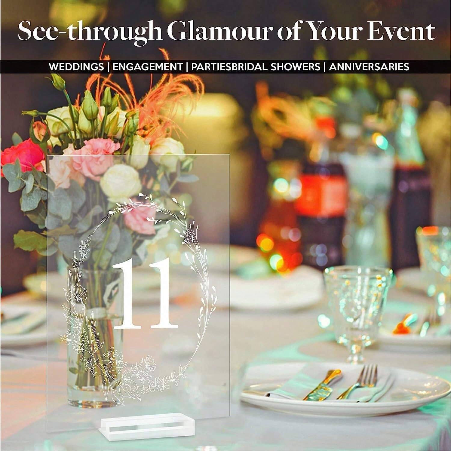 Acrylic Wedding Table Numbers 1-20 With Stands, 4x6 Inch Clear Signage ...