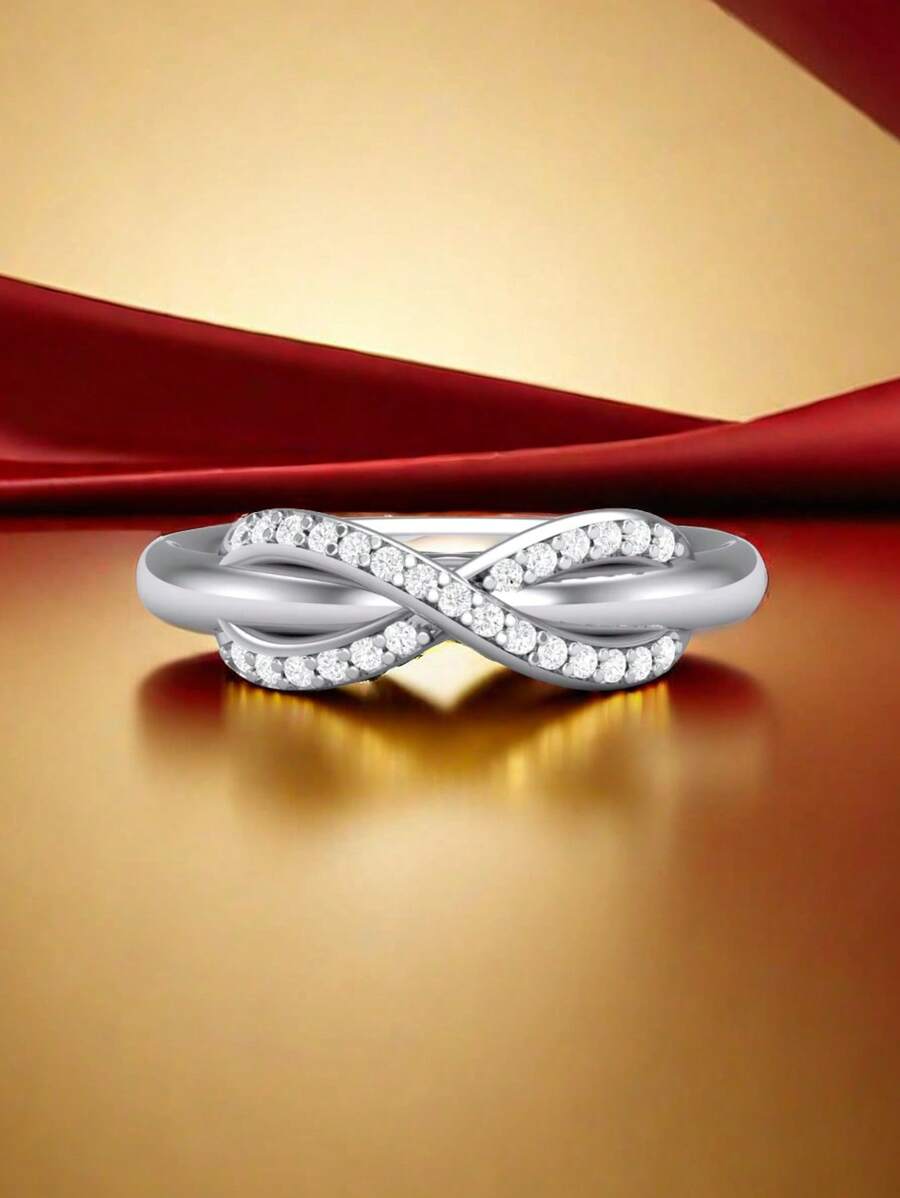 1pc Fashionable & Exquisite Inlaid Infinity Cross Ring, Suitable For ...