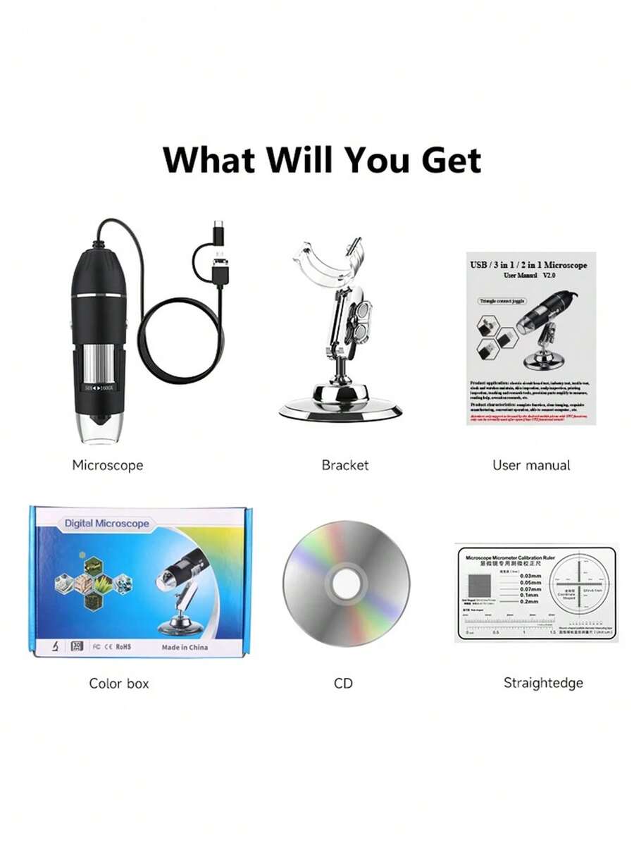Digital Microscope X500 USB Professional Electronic Microscope With 8 ...
