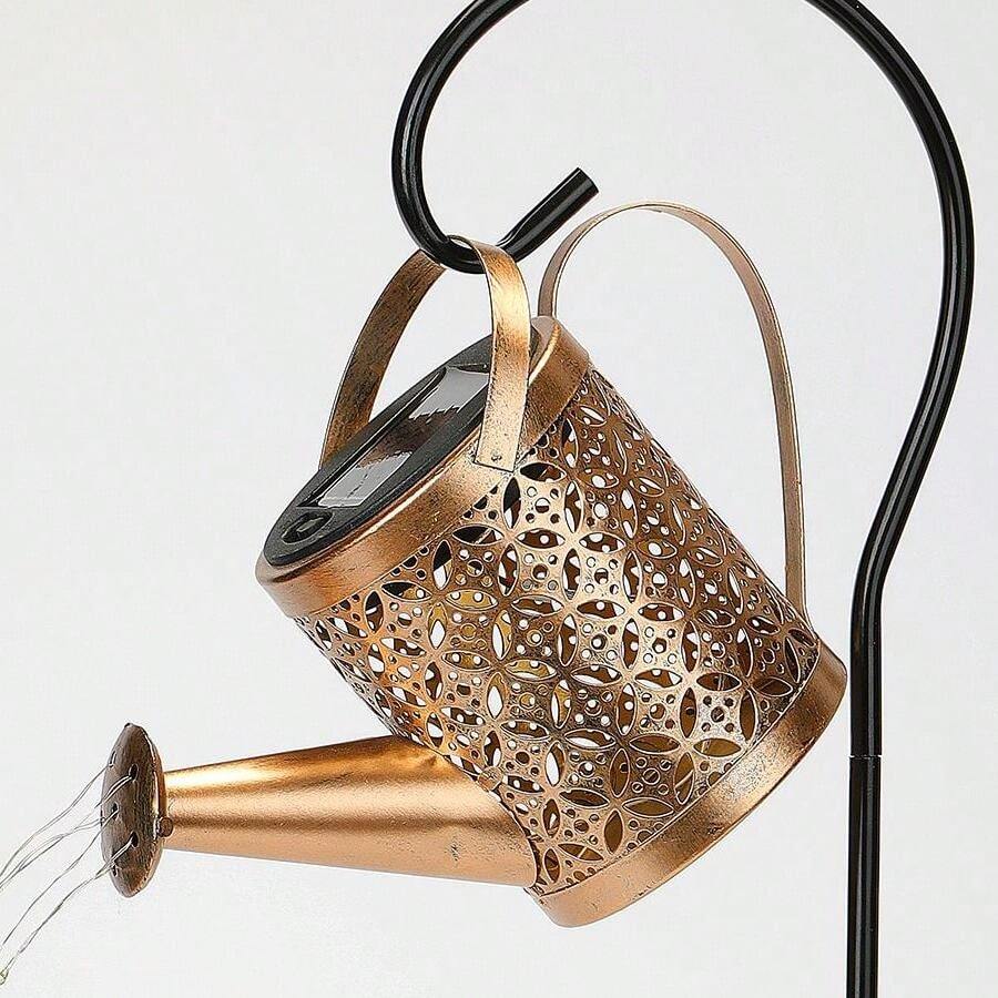 Classic Style Solar Powered Kettle Plug-In Light, Metal Kettle-Shaped ...