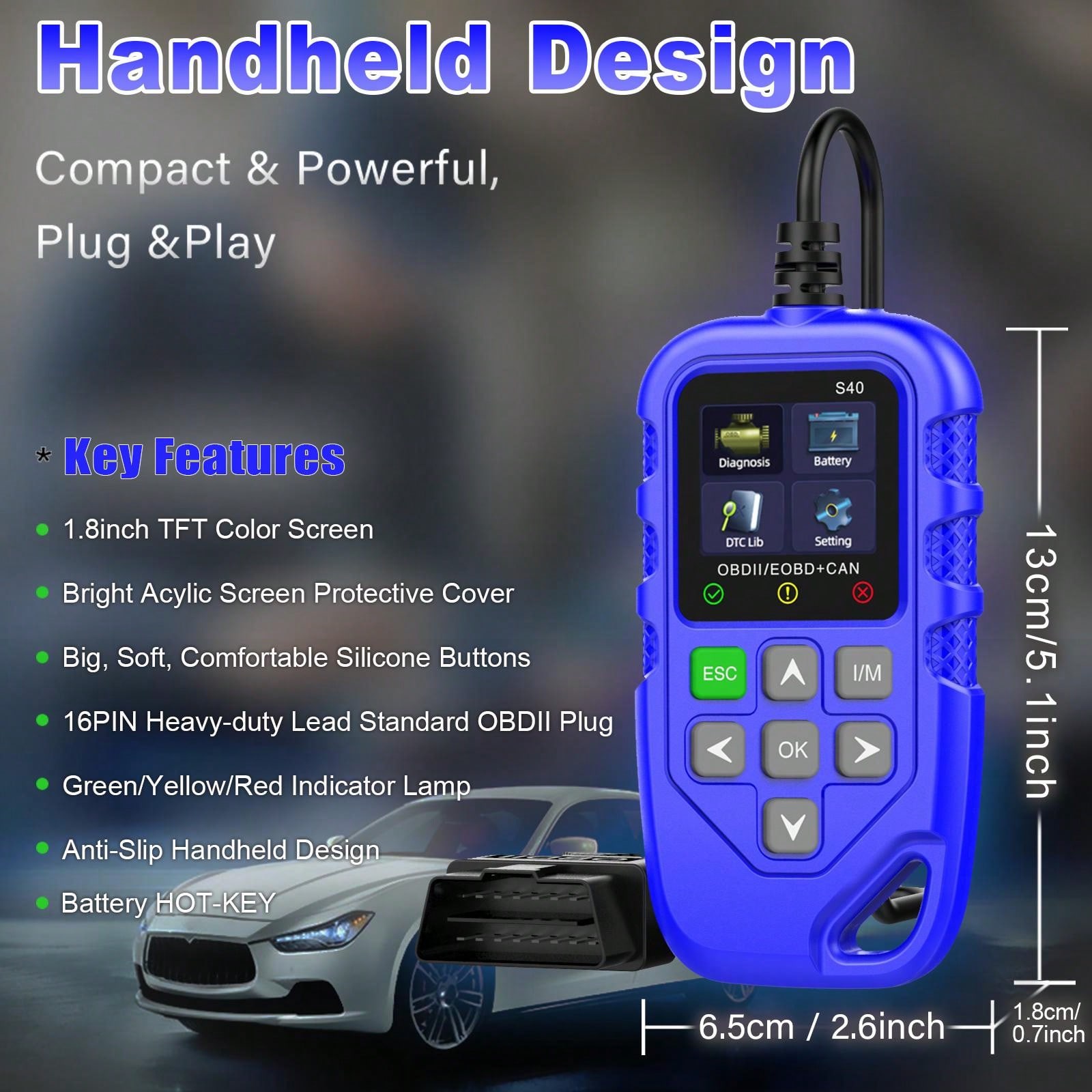 OBD2 Code Scanner Diagnostic Tool, OBDII Car Code Reader Check Engine ...