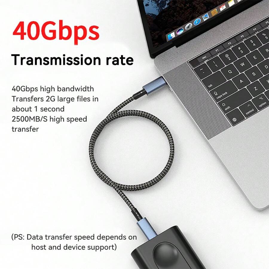 USB4.0 40Gbps Type-C To Type-C Cable PD240W 5A Fast Charging 1M Length Cable Blazing-Fast ...